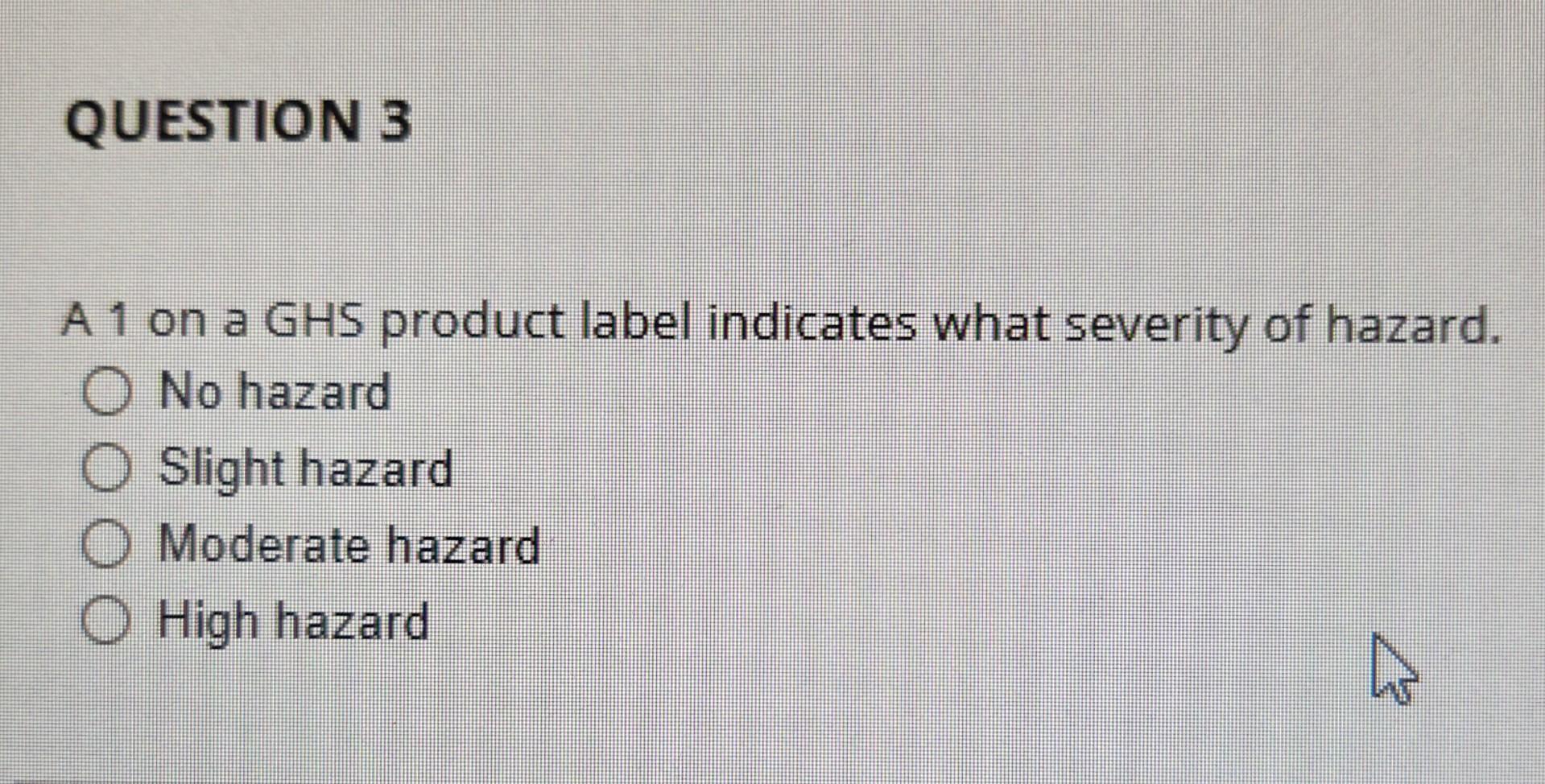 Solved A 1 on a GHS product label indicates what severity | Chegg.com
