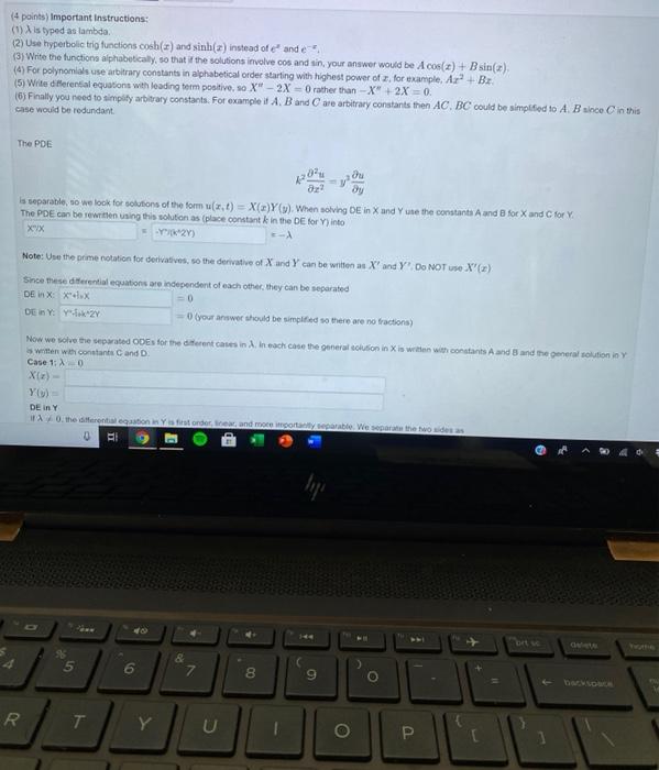 Solved (4 points) Important Instructions: (1) is typed as | Chegg.com
