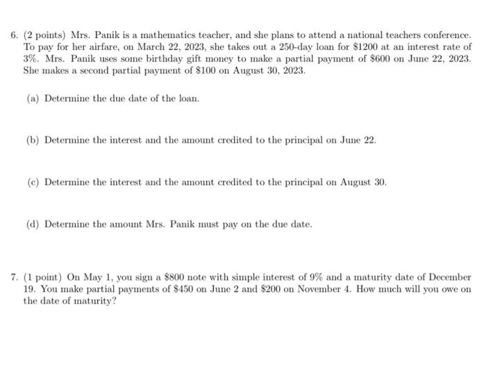 Solved 6. (2 points) Mrs. Panik is a mathematics teacher, | Chegg.com