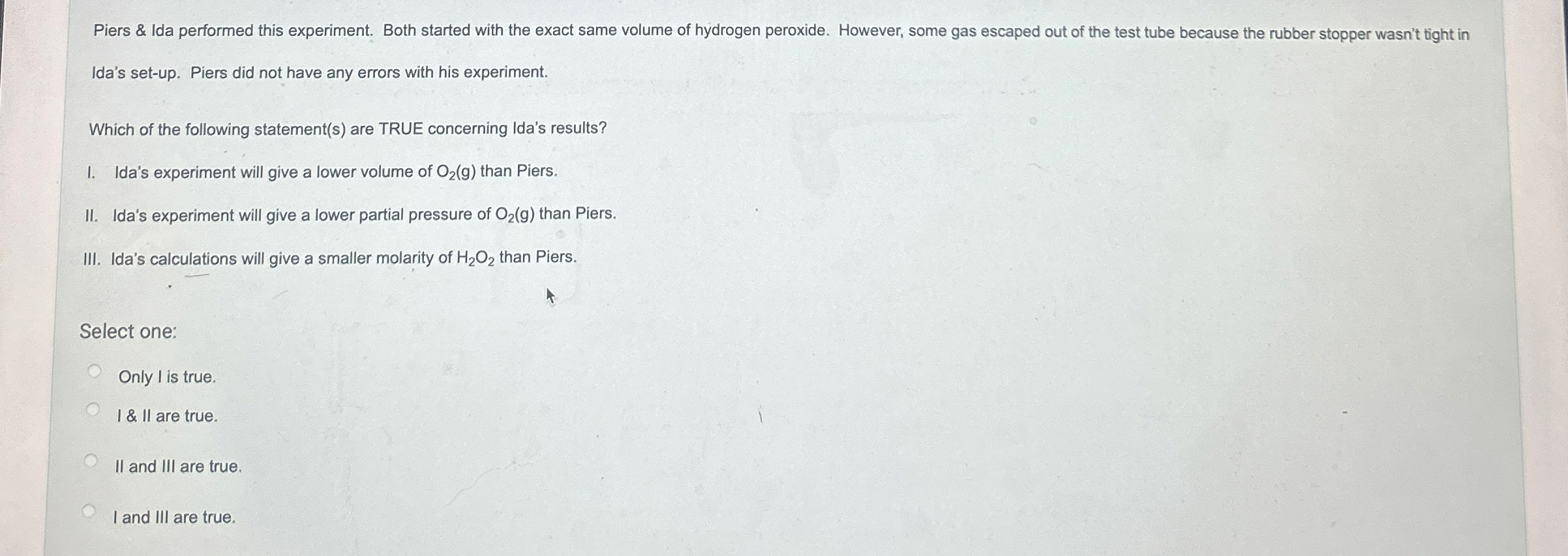 Solved Piers & Ida performed this experiment. Both started | Chegg.com