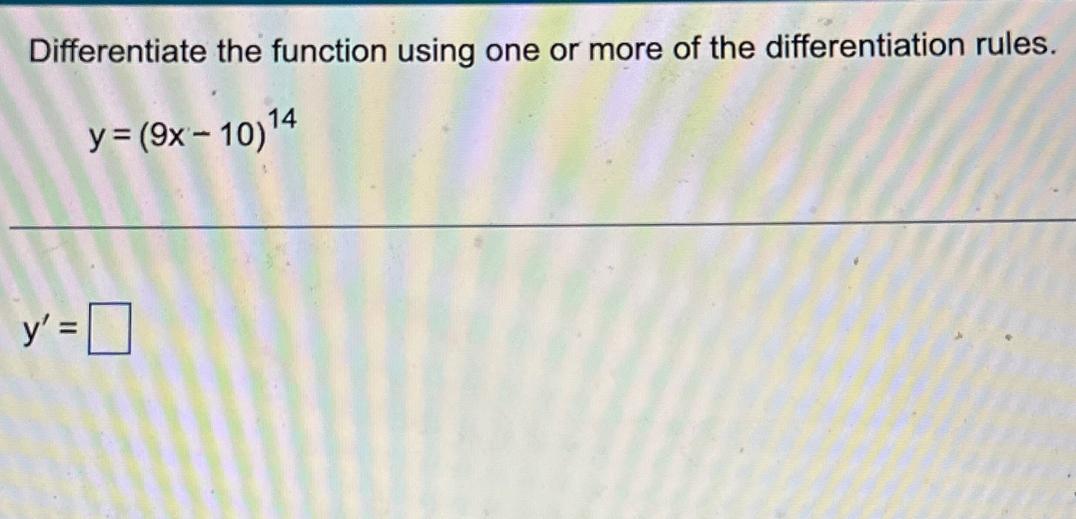 Solved Differentiate the function using one or more of the | Chegg.com