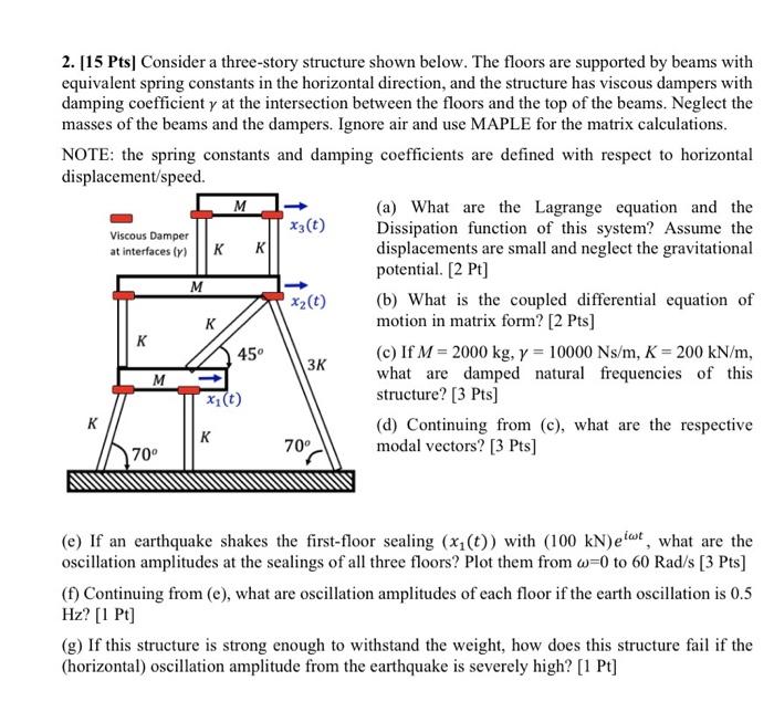 Solved 2. [15 Pts] Consider a three-story structure shown | Chegg.com