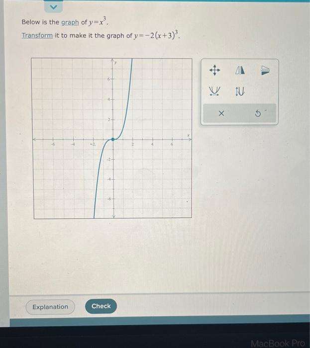 Solved Below is the graph of y=x3. Transform it to make it | Chegg.com