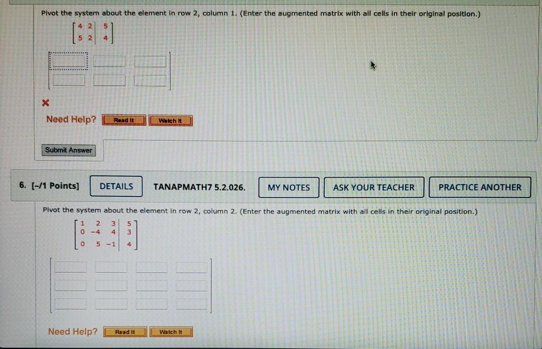 Solved Pivot the system about the element in row 2, column | Chegg.com