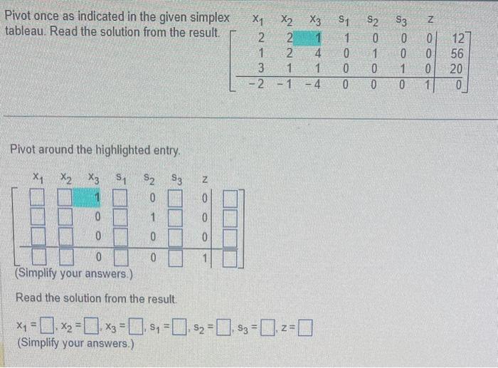 Solved Pivot around the highlighted entry. Read the solution | Chegg.com
