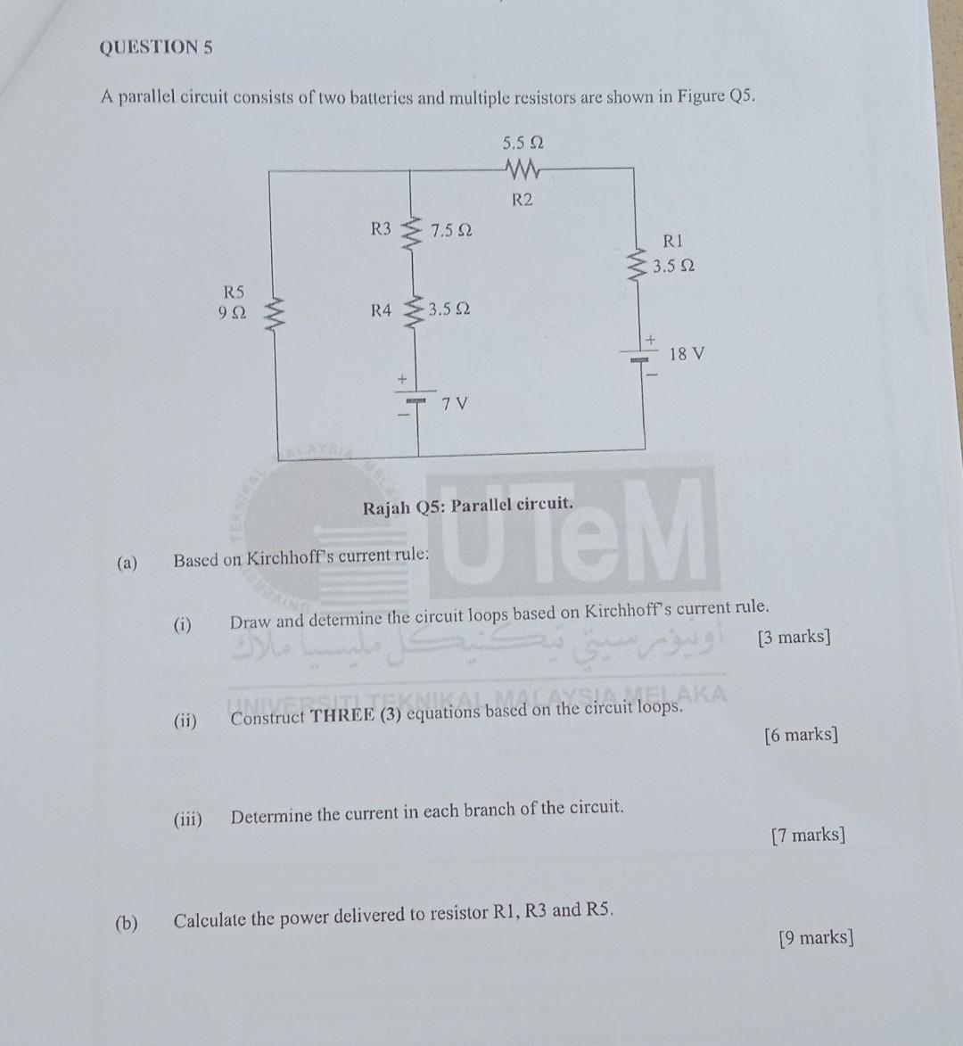 Solved A parallel circuit consists of two batteries and | Chegg.com