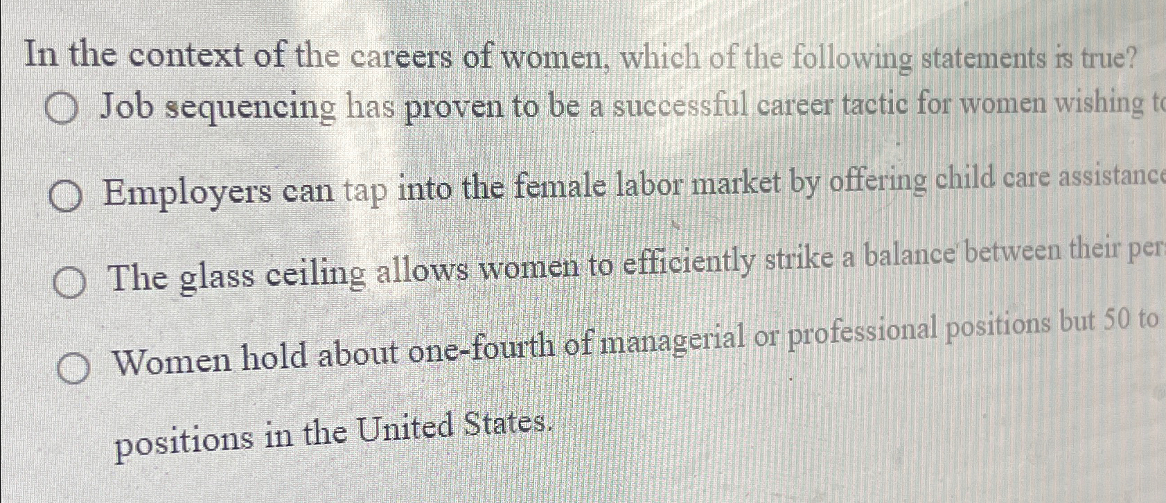 Solved In the context of the careers of women, which of the | Chegg.com