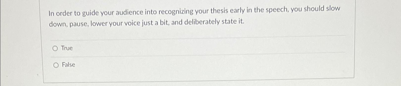 Solved In order to guide your audience into recognizing your | Chegg.com