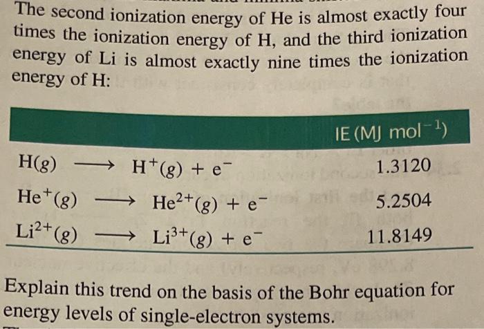 Solved The second ionization energy of He is almost exactly | Chegg.com