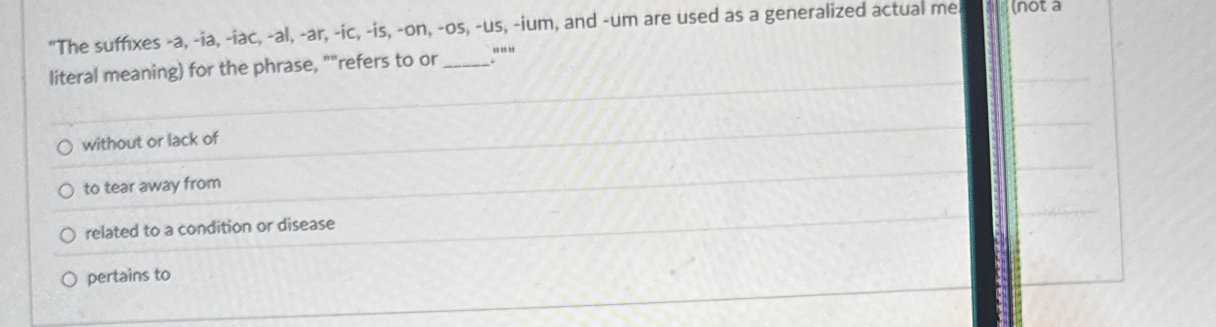 "The suffixes -a , -ia | Chegg.com