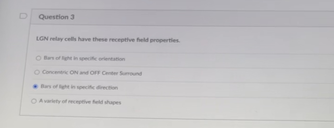 Solved Question 3LGN relay cells have these receptive field | Chegg.com