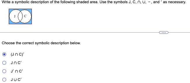 Solved Write a symbolic description of the following shaded | Chegg.com