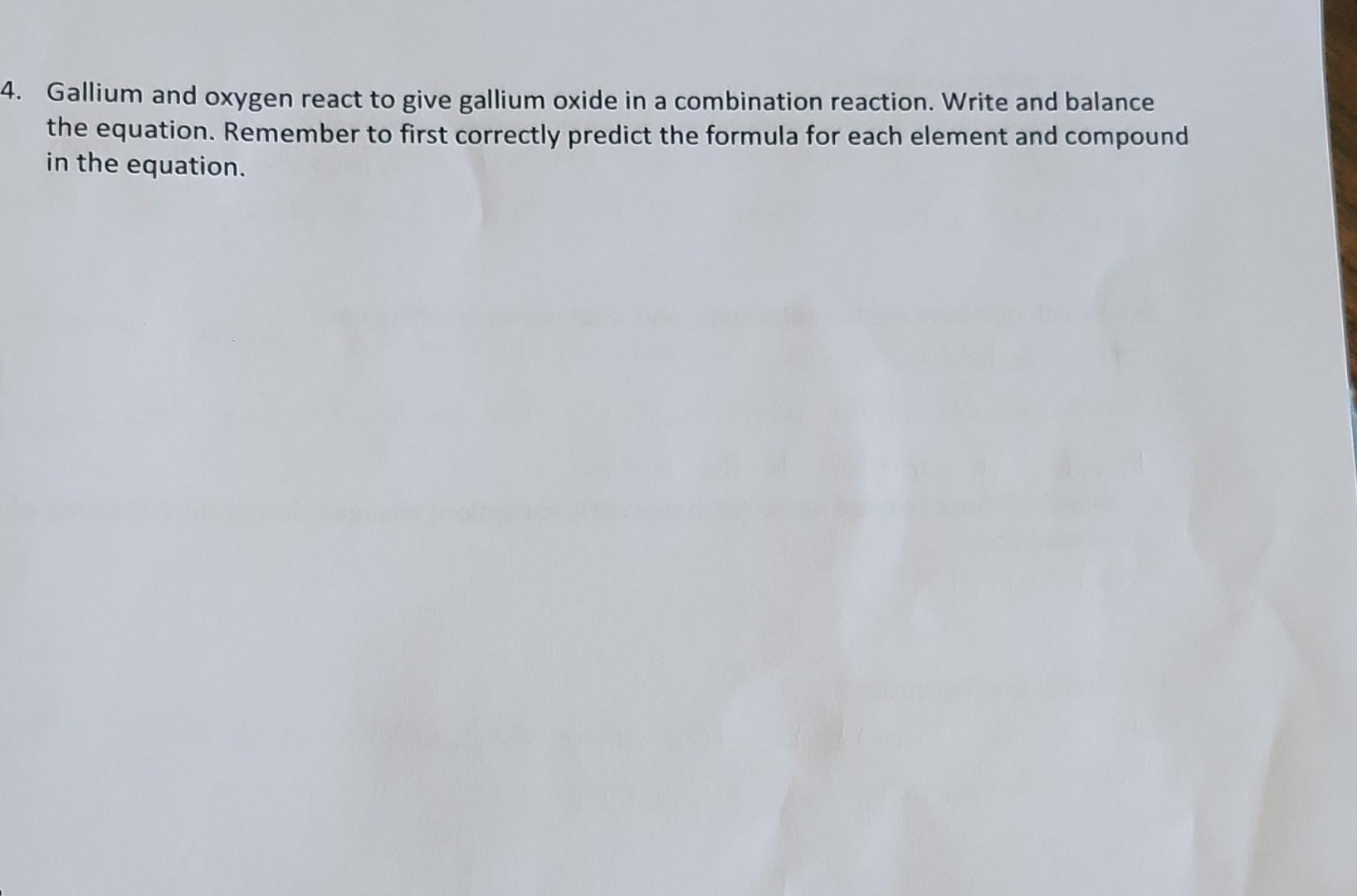 Solved Gallium and oxygen react to give gallium oxide in a | Chegg.com