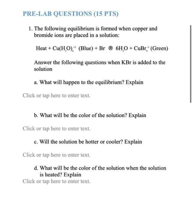 Solved PRE-LAB QUESTIONS (15 PTS) 1. The following | Chegg.com