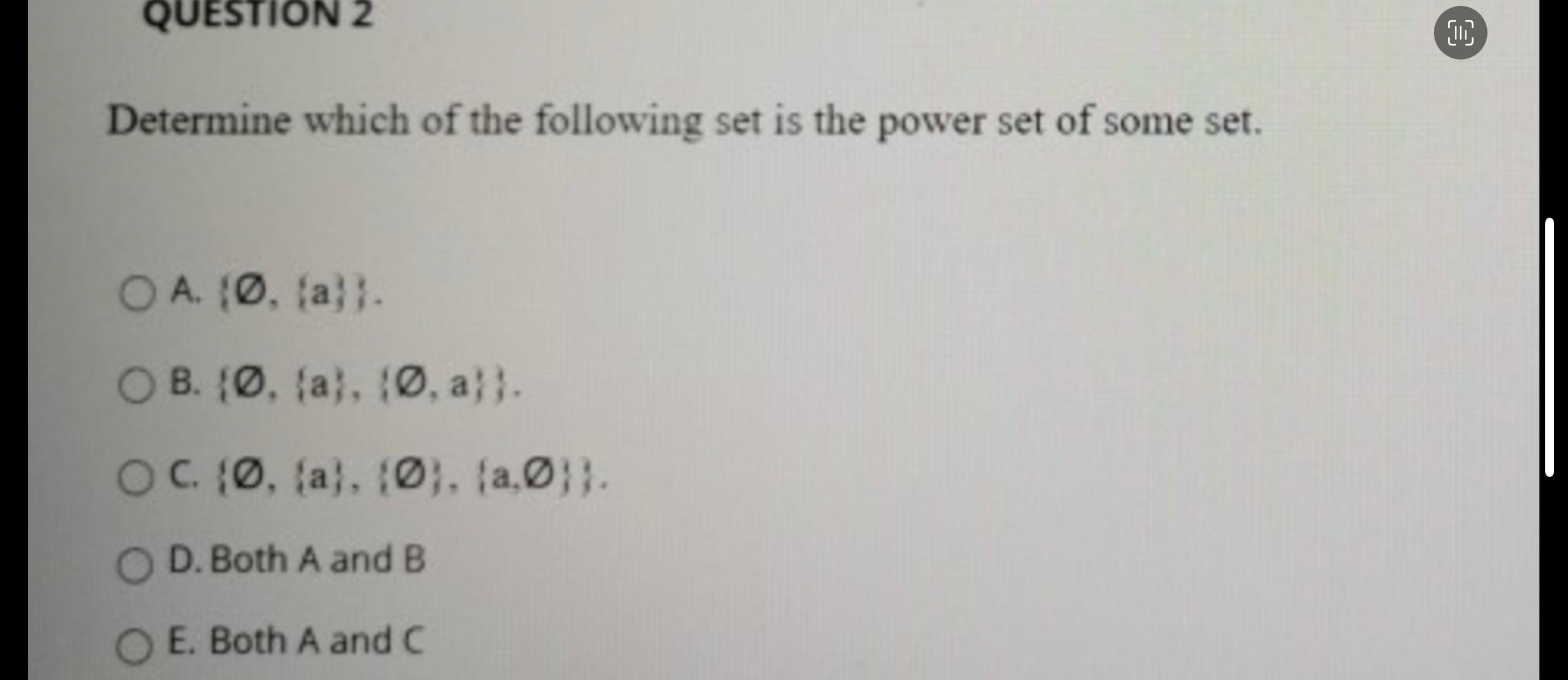 Solved QUESTION 2Determine which of the following set is the | Chegg.com