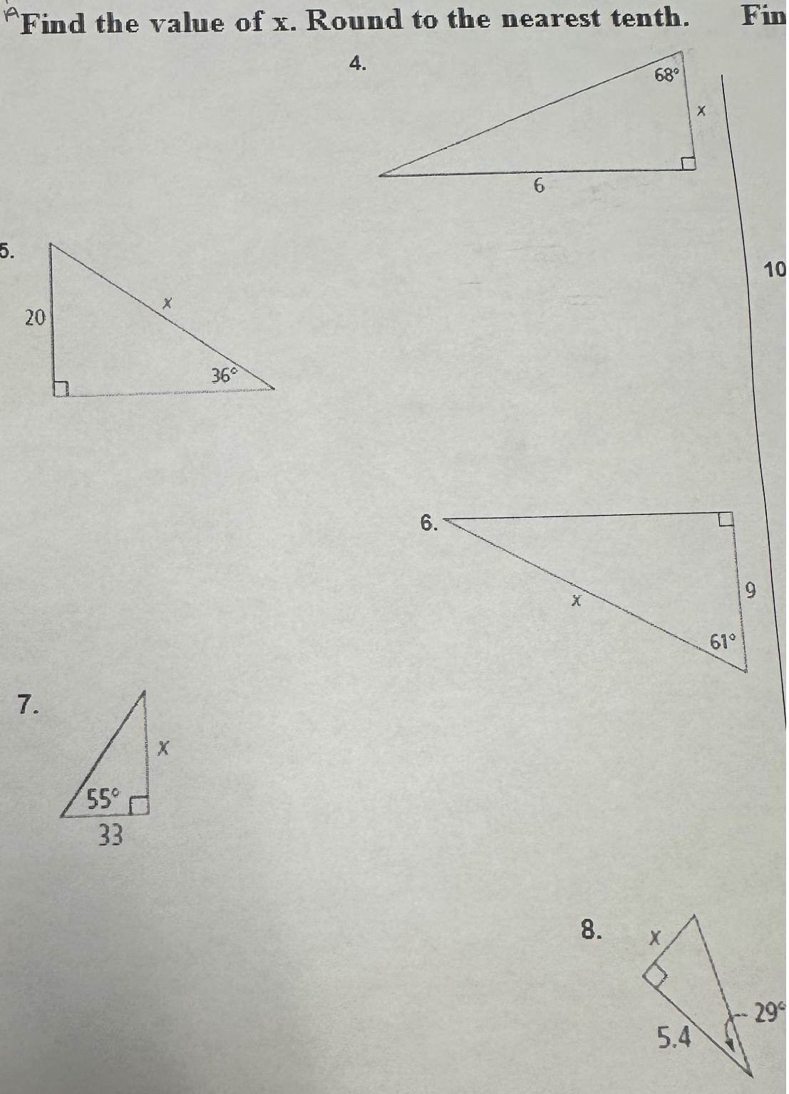Solved Find the value of x. ﻿Round to the nearest tenth. | Chegg.com