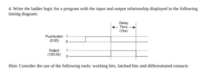 Solved 4. Write the ladder logic for a program with the | Chegg.com