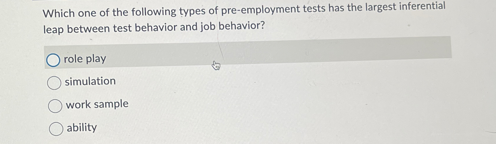 Solved Which one of the following types of pre-employment | Chegg.com