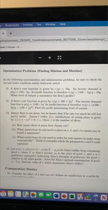Solved In the following maximization and minimization | Chegg.com