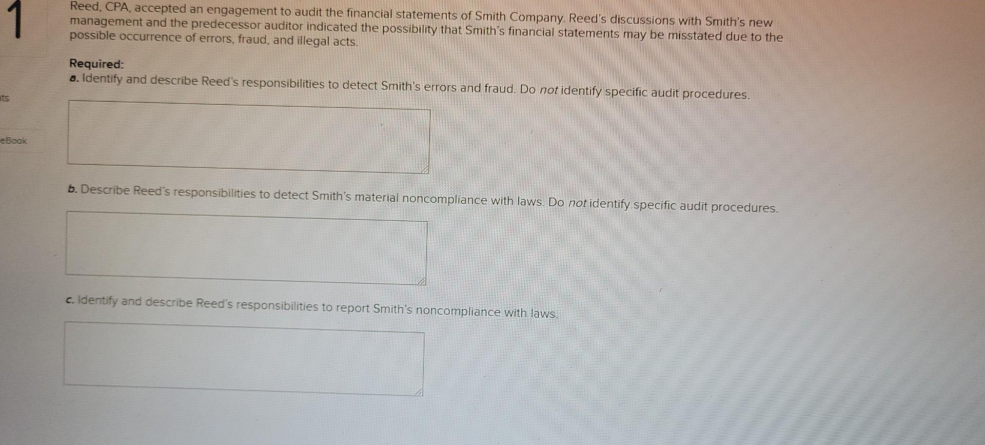 Solved 1 Reed, CPA, accepted an engagement to audit the | Chegg.com