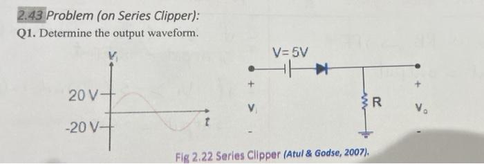 Solved 2.43 Problem (on Series Clipper): Q1. Determine the | Chegg.com
