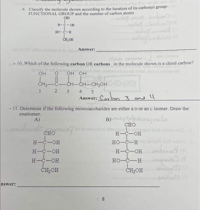 Solved 9. Classify the molecule shown according to the | Chegg.com