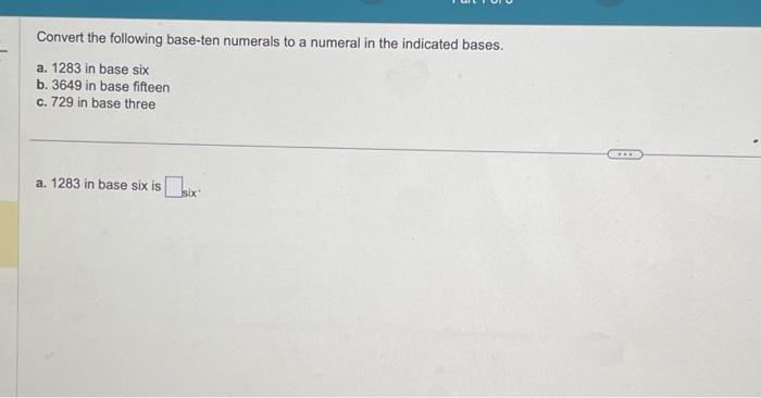 Solved Convert the following base-ten numerals to a numeral | Chegg.com