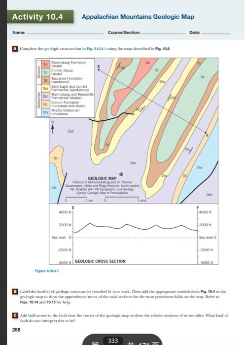 Activity 10.4 Appalachian Mountains Geologic Map | Chegg.com