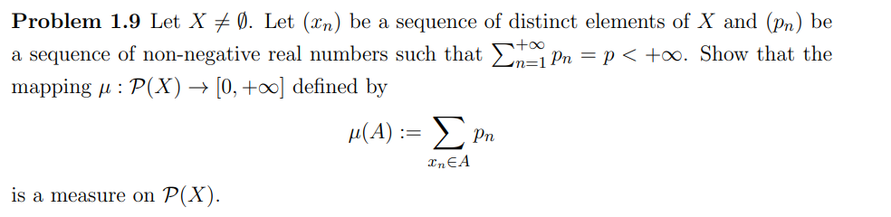 Solved Problem 1.9 ﻿Let x≠O?. ﻿Let (xn) ﻿be a sequence of | Chegg.com