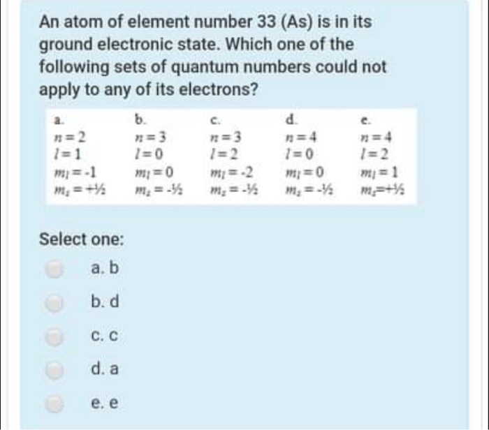 Solved An atom of element number 33 (As) is in its ground | Chegg.com
