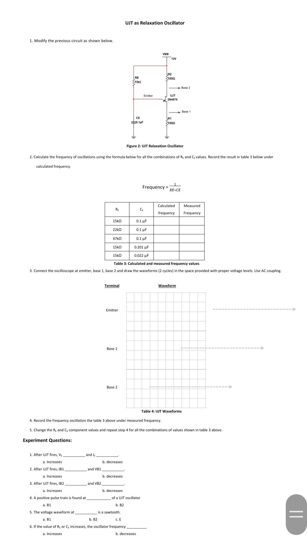 Solved Week 2 Lab Assignment 3 - Uni-Junction Transistor | Chegg.com
