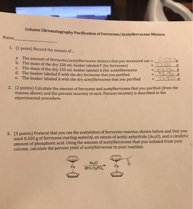 Solved Column Chromatography Purification of | Chegg.com
