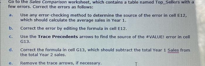 Go to the Sales Comparison worksheet, which contains | Chegg.com