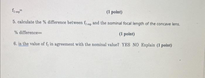 Solved Nominal Focal length of convex lens f1=………..………cm | Chegg.com