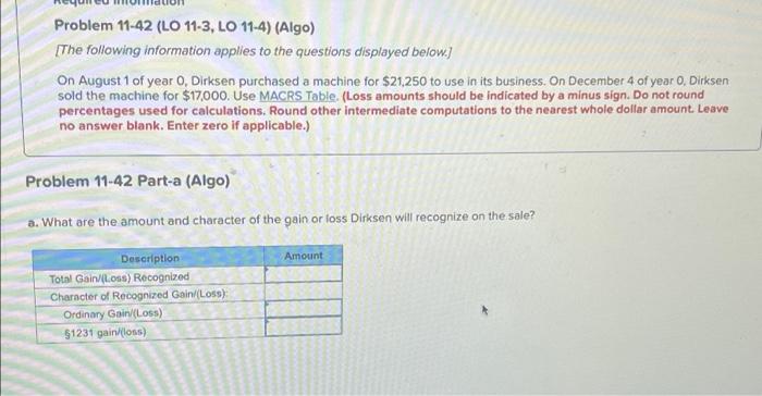 Solved Problem 11-42 (LO 11-3, LO 11-4) (Algo) [The | Chegg.com