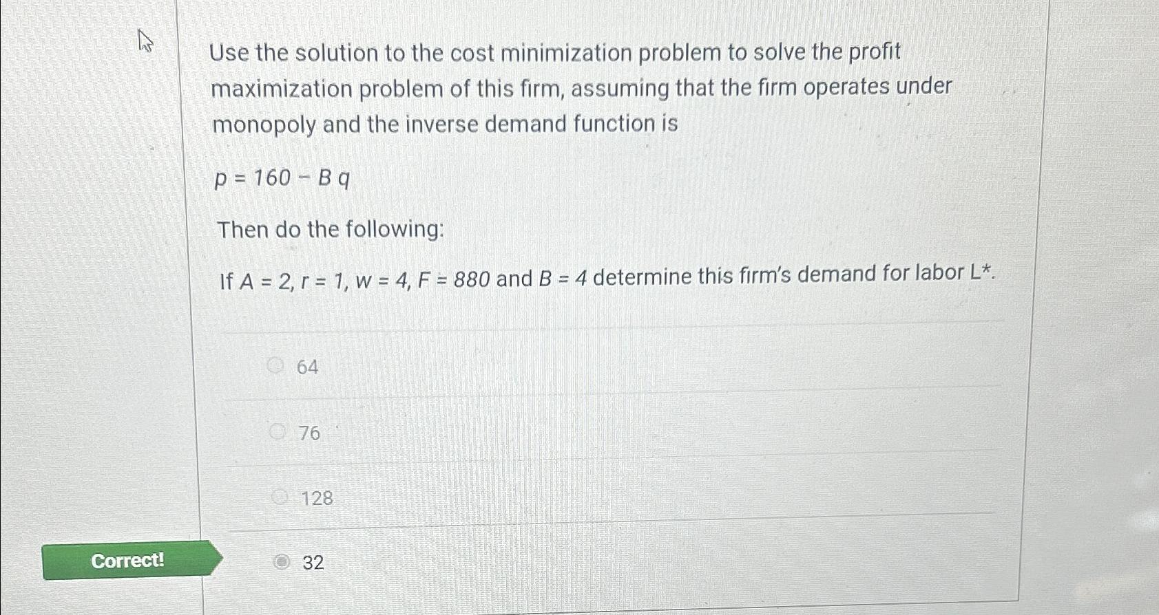 Solved Use the solution to the cost minimization problem to | Chegg.com