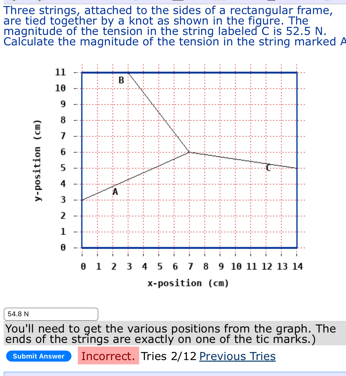 Solved Three strings, attached to the sides of a rectangular | Chegg.com