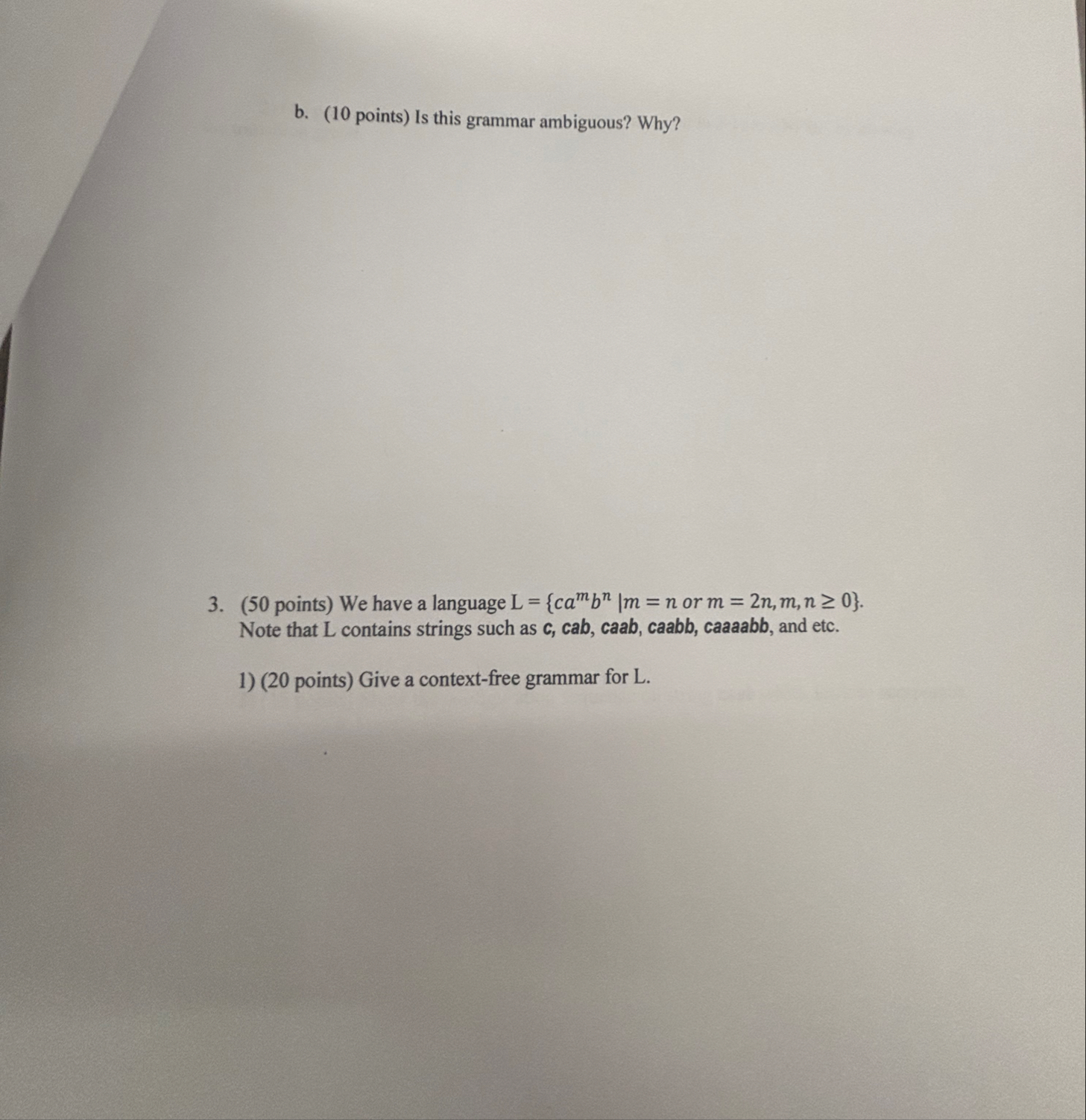 Solved b. ( 10 ﻿points) ﻿Is this grammar ambiguous? | Chegg.com