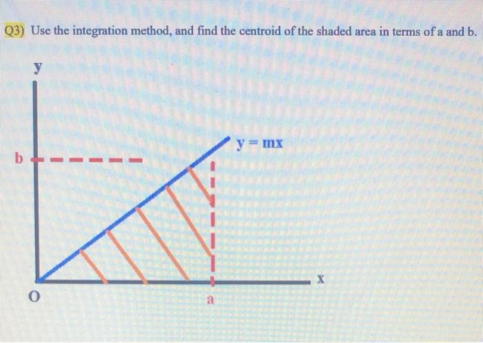 Solved Q3) Use the integration method, and find the centroid | Chegg.com