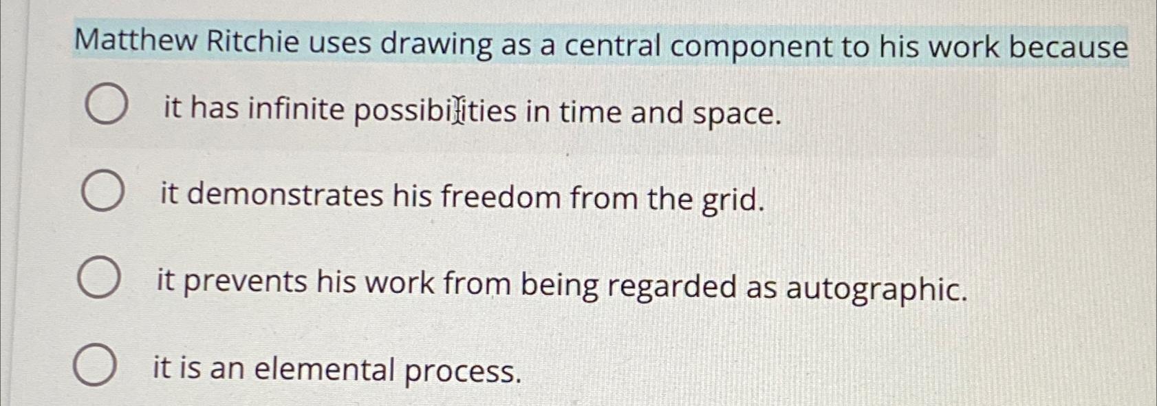 Solved Matthew Ritchie uses drawing as a central component | Chegg.com