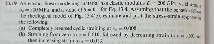 Solved 3.19 An elastic, linear-hardening material has | Chegg.com