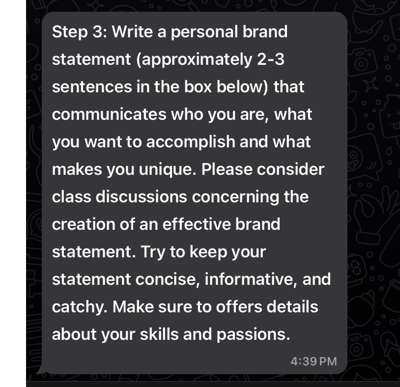 •Step 3: Write a personal brand statement | Chegg.com