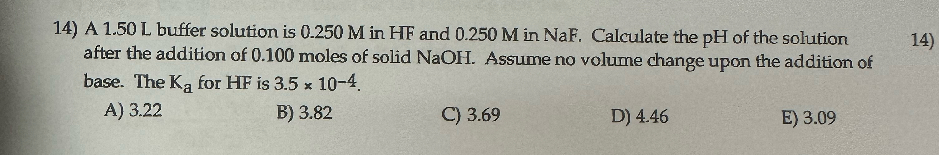 Solved A 1.50L ﻿buffer solution is 0.250M ﻿in HF ﻿and 0.250M | Chegg.com