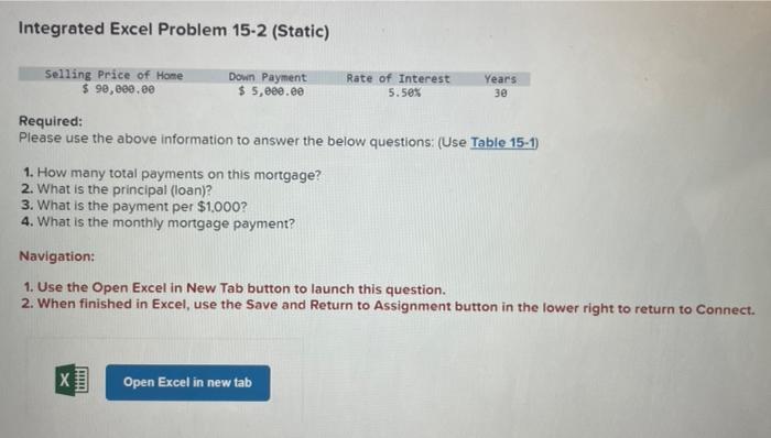 Solved Integrated Excel Problem 15−2 (Static) Required: | Chegg.com