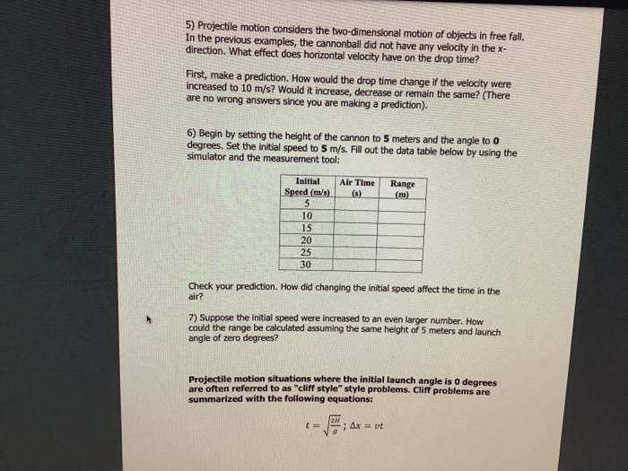 Solved Lab: Projectile Motion and Free Fall By investigating | Chegg.com