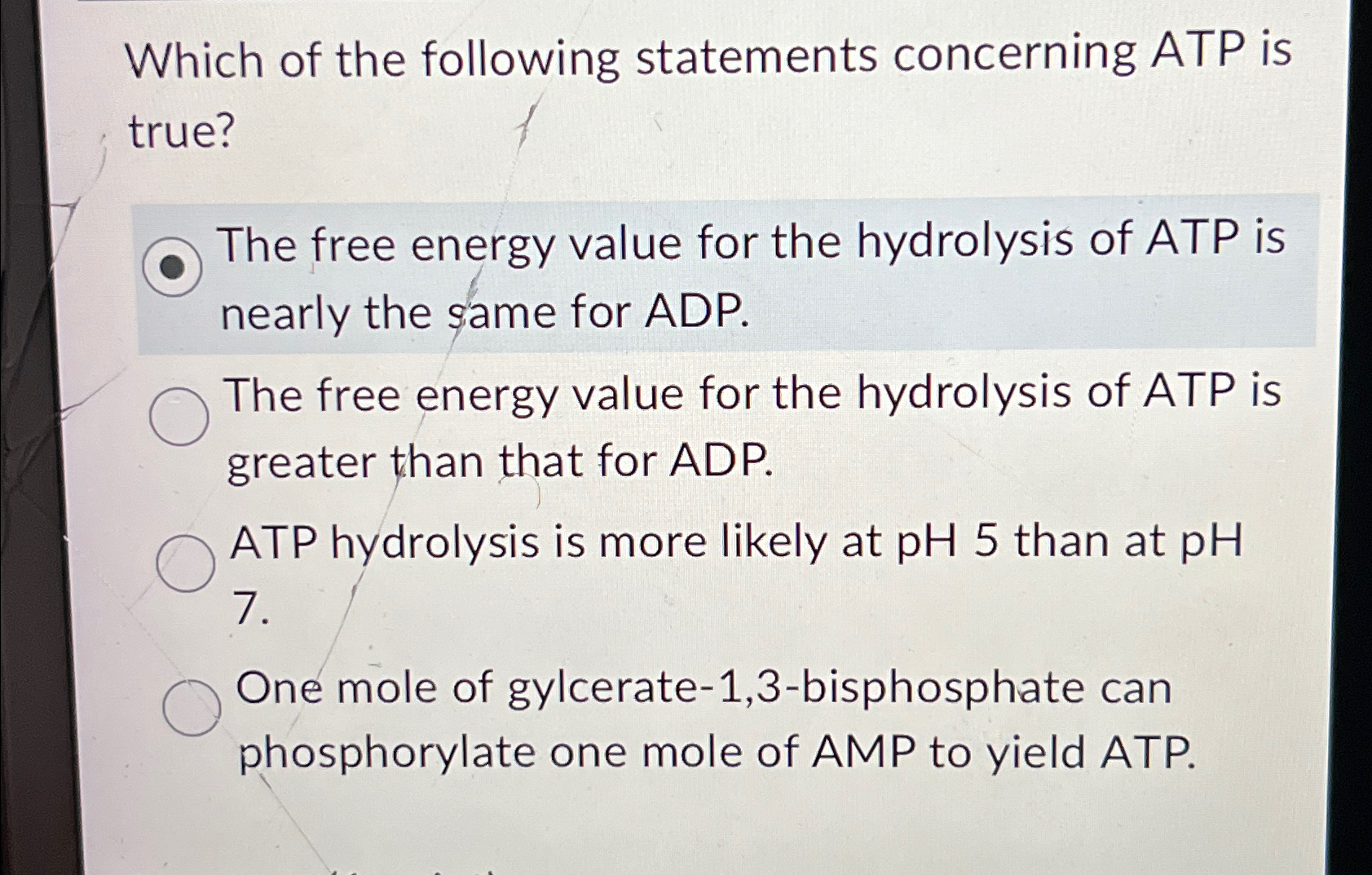 Solved Which of the following statements concerning ATP is | Chegg.com