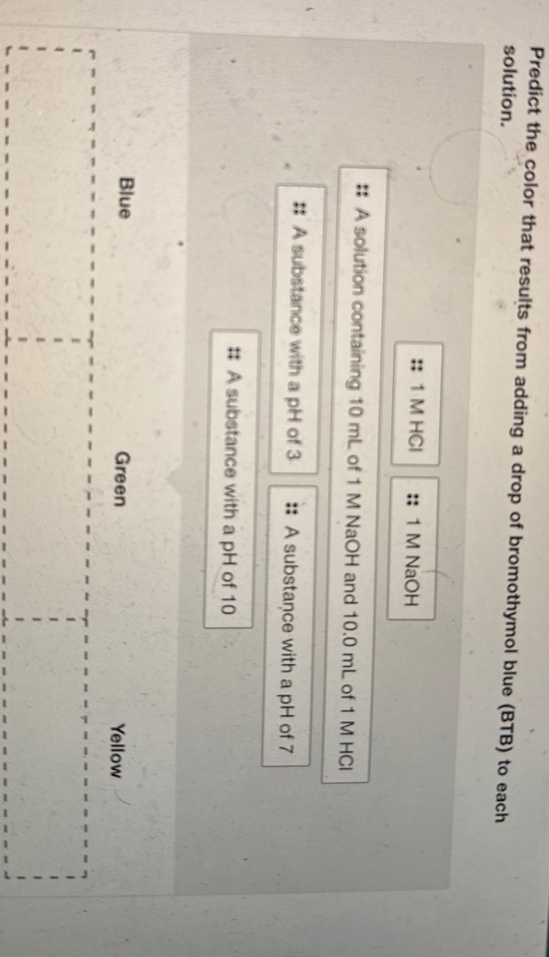 Solved Predict the color that results from adding a drop of | Chegg.com