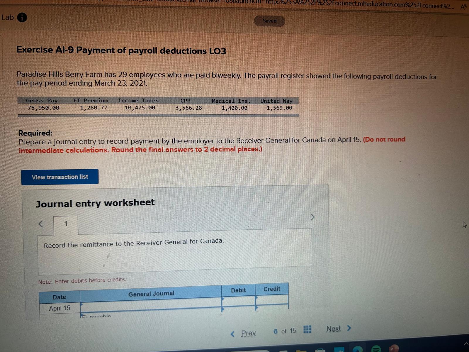 Solved Exercise Al-9 ﻿Payment of payroll deductions | Chegg.com