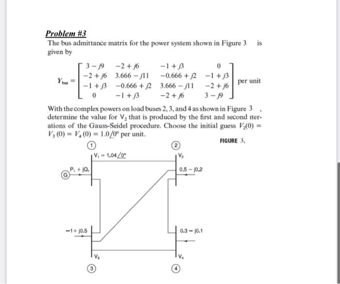 Solved Problem \#3 The bus admittance matrix for the power | Chegg.com