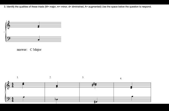 3. Identify the qualities of these triads ( M= major, | Chegg.com
